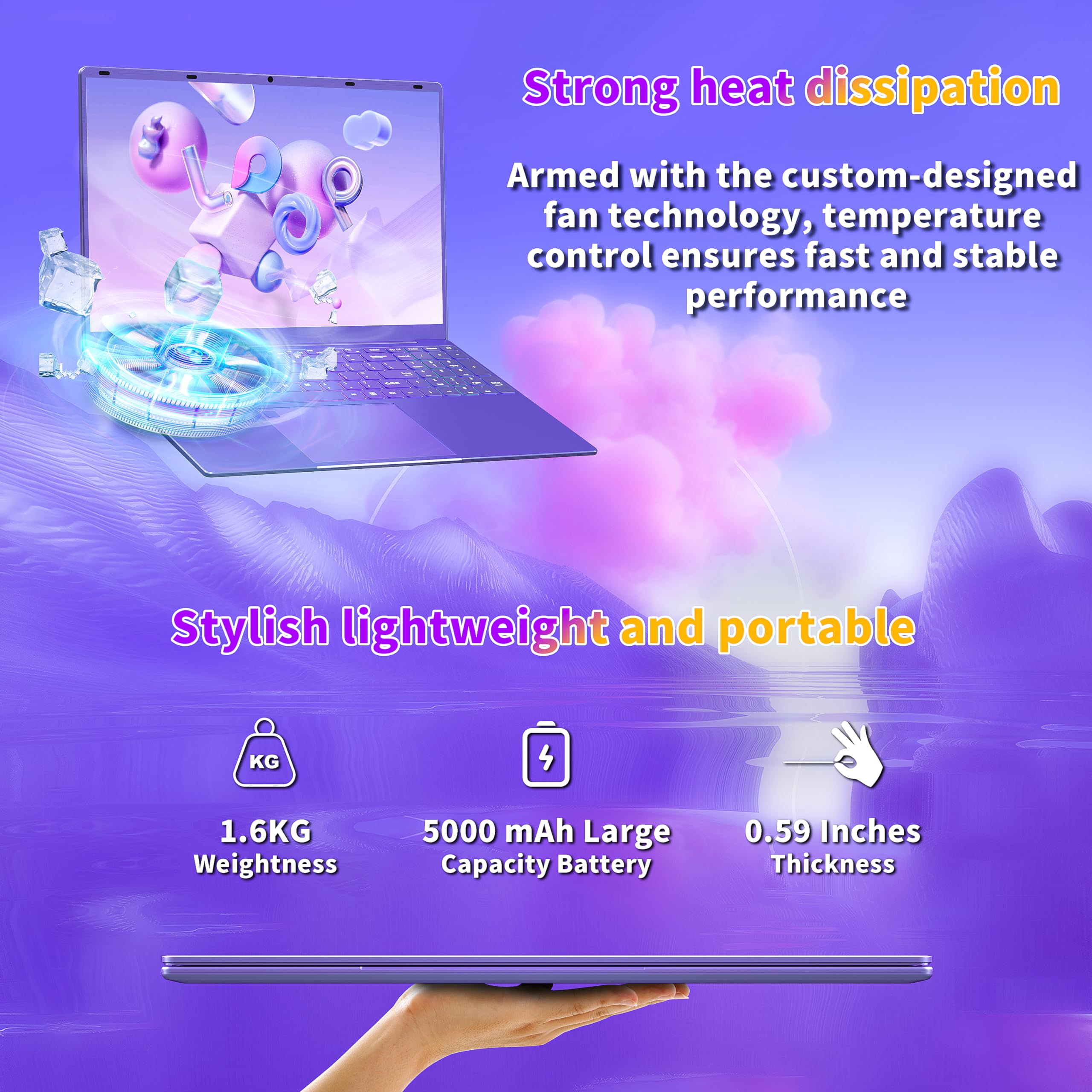 Mua 16" Purple Laptop 12G LPDDR5 RAM 512GB NVMe SSD Alder Lake N95 CP ...