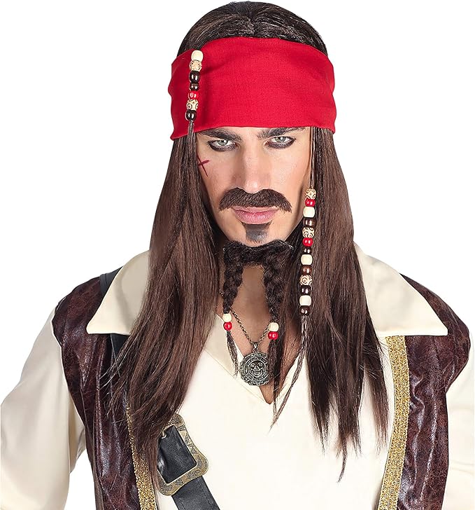 Widmann Srl-WDM06393 VD-Pirate Wig with Bandana Moustache Lace Beads ...