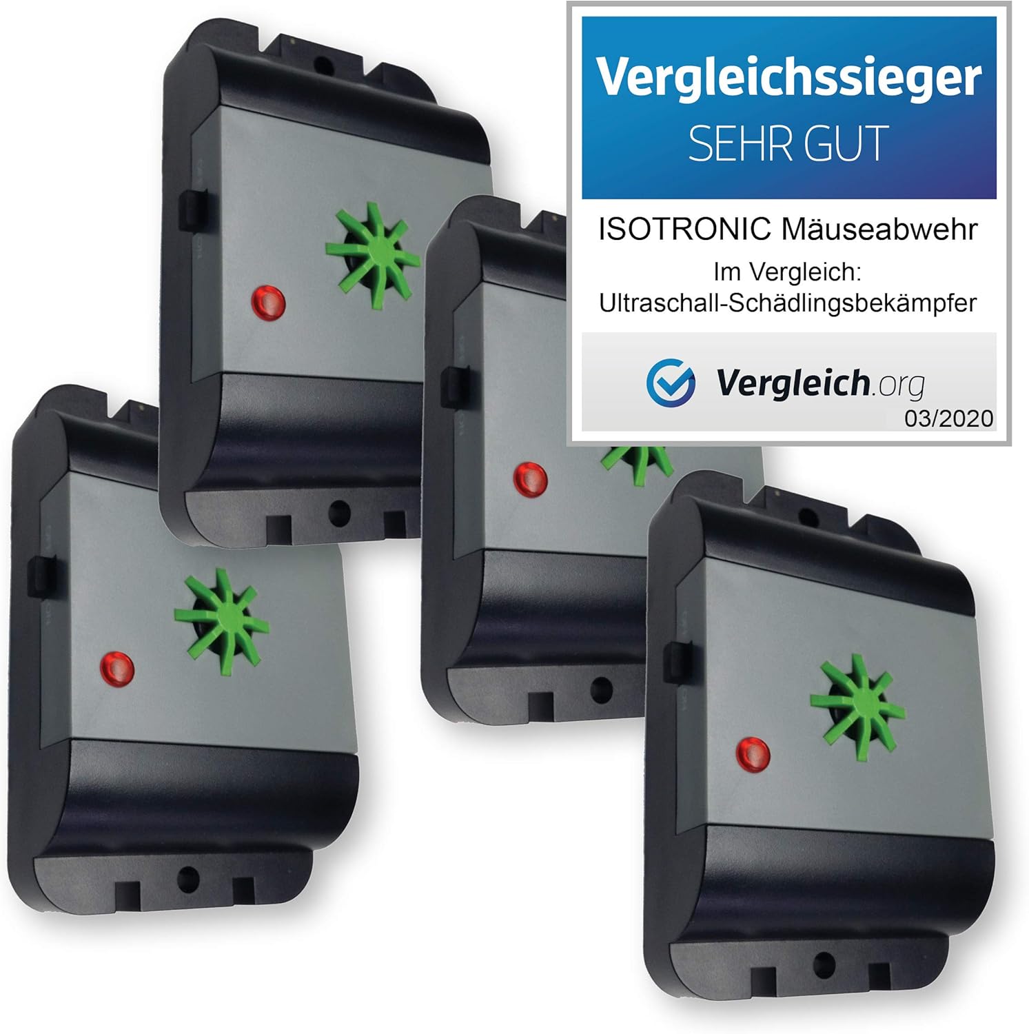 ISOTRONIC Set of 4 Mouse Rat repellent ultrasonic battery operated ...