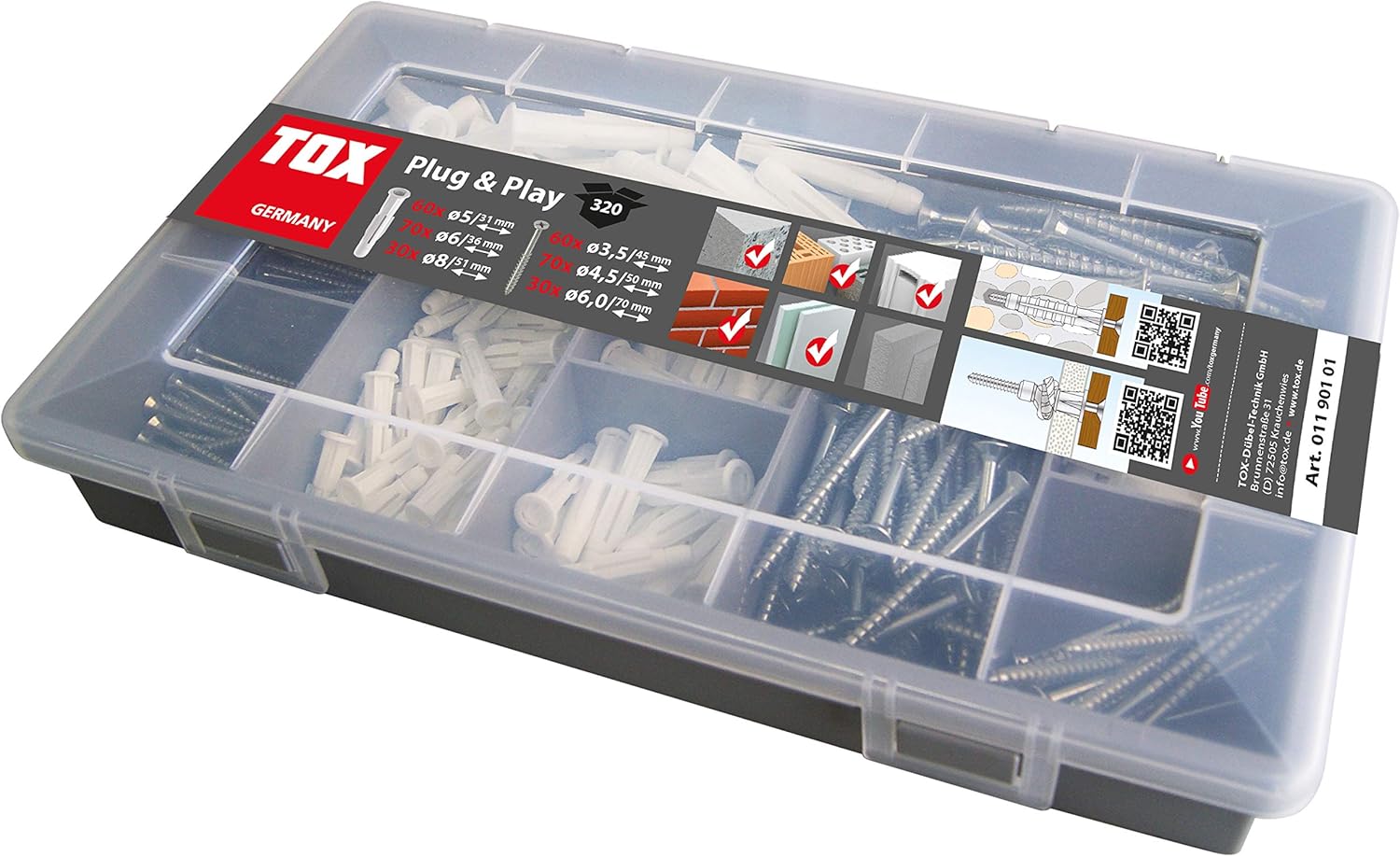 TOX standard assortment Plug & Play, 320 pieces, with wall plugs ...
