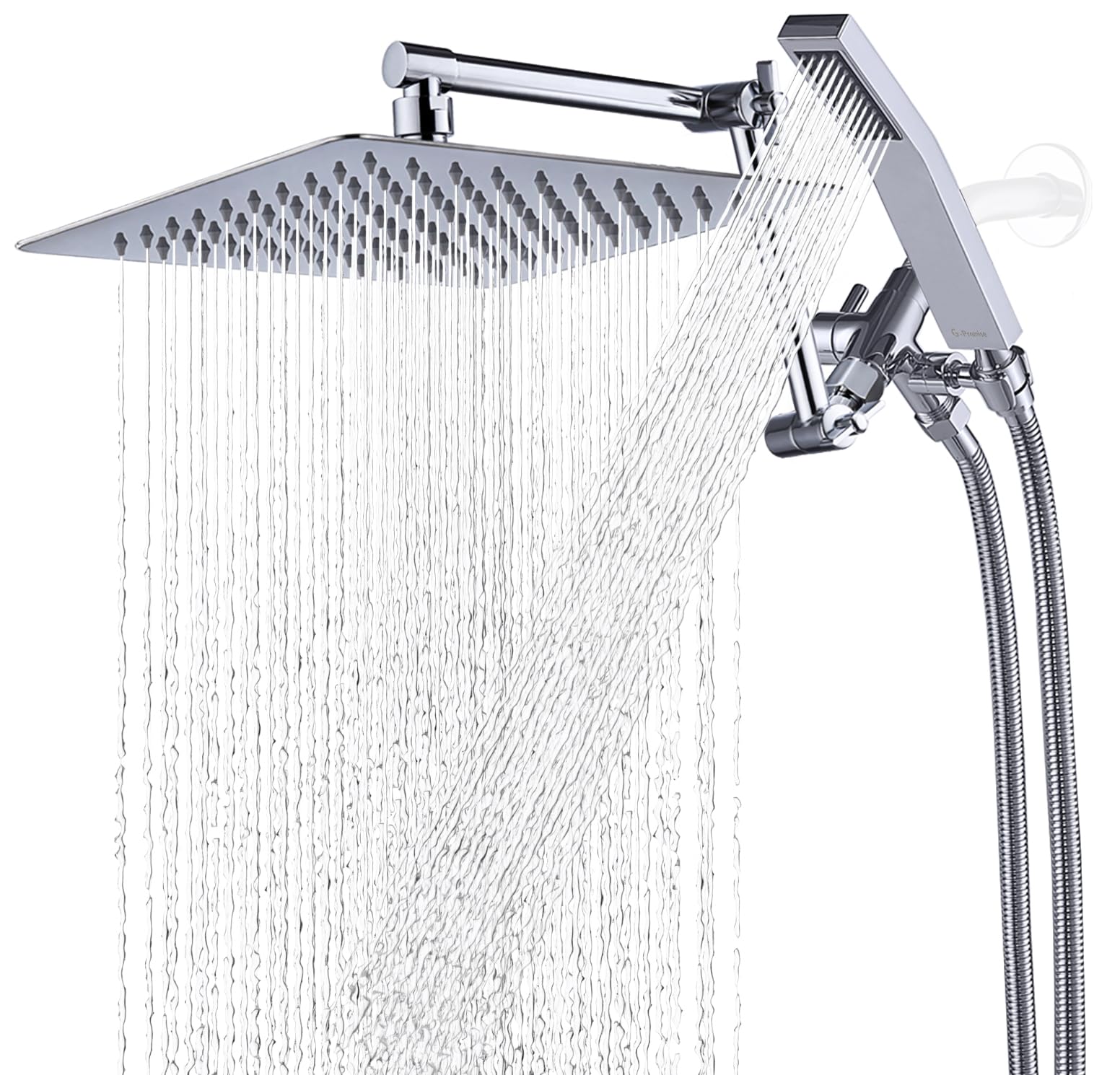 G-Promise All Metal 10 Inches Rainfall Shower Head with Handheld Spray ...