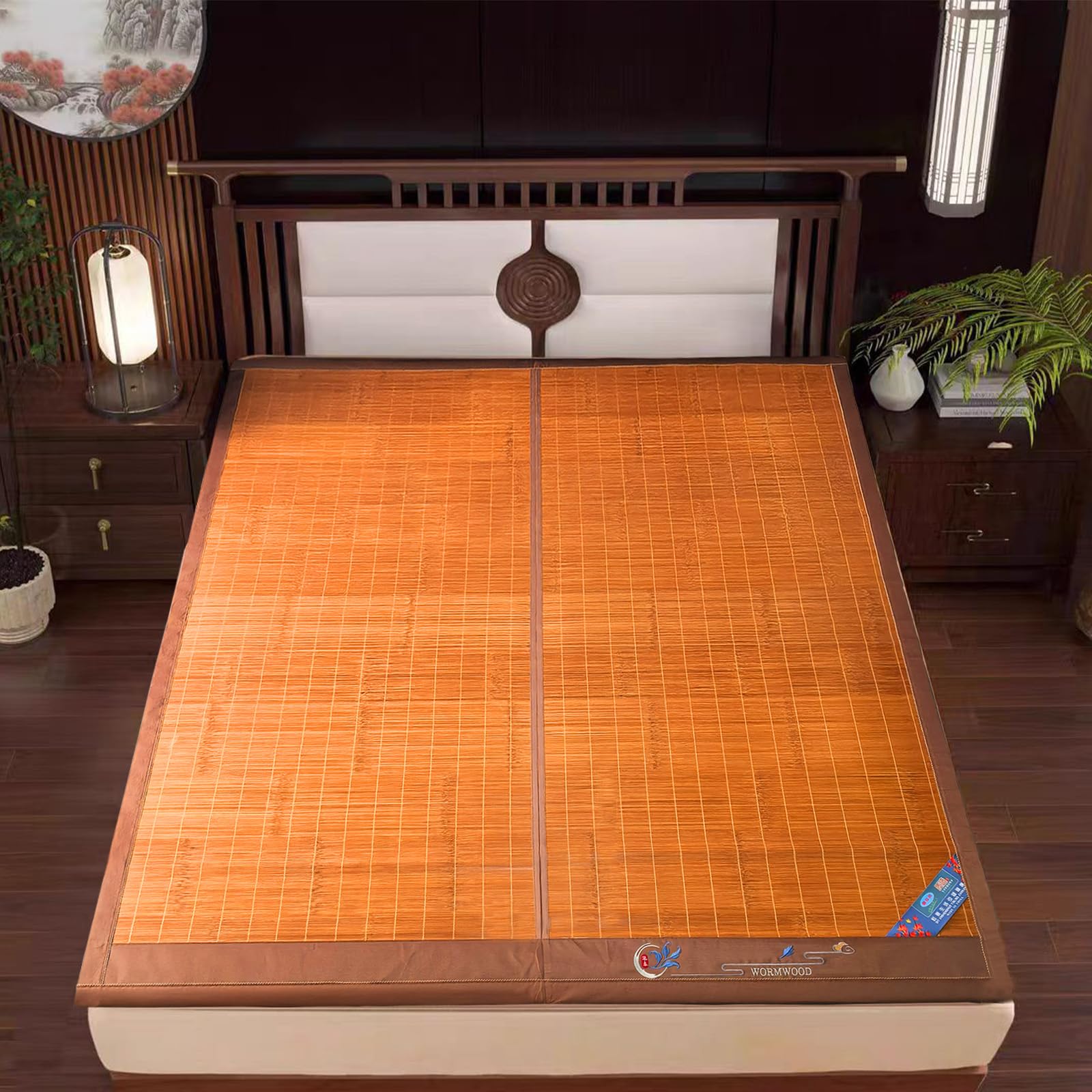 Foldable Double Sided Bamboo mat for Bed, Breathable Carbonized Bamboo ...