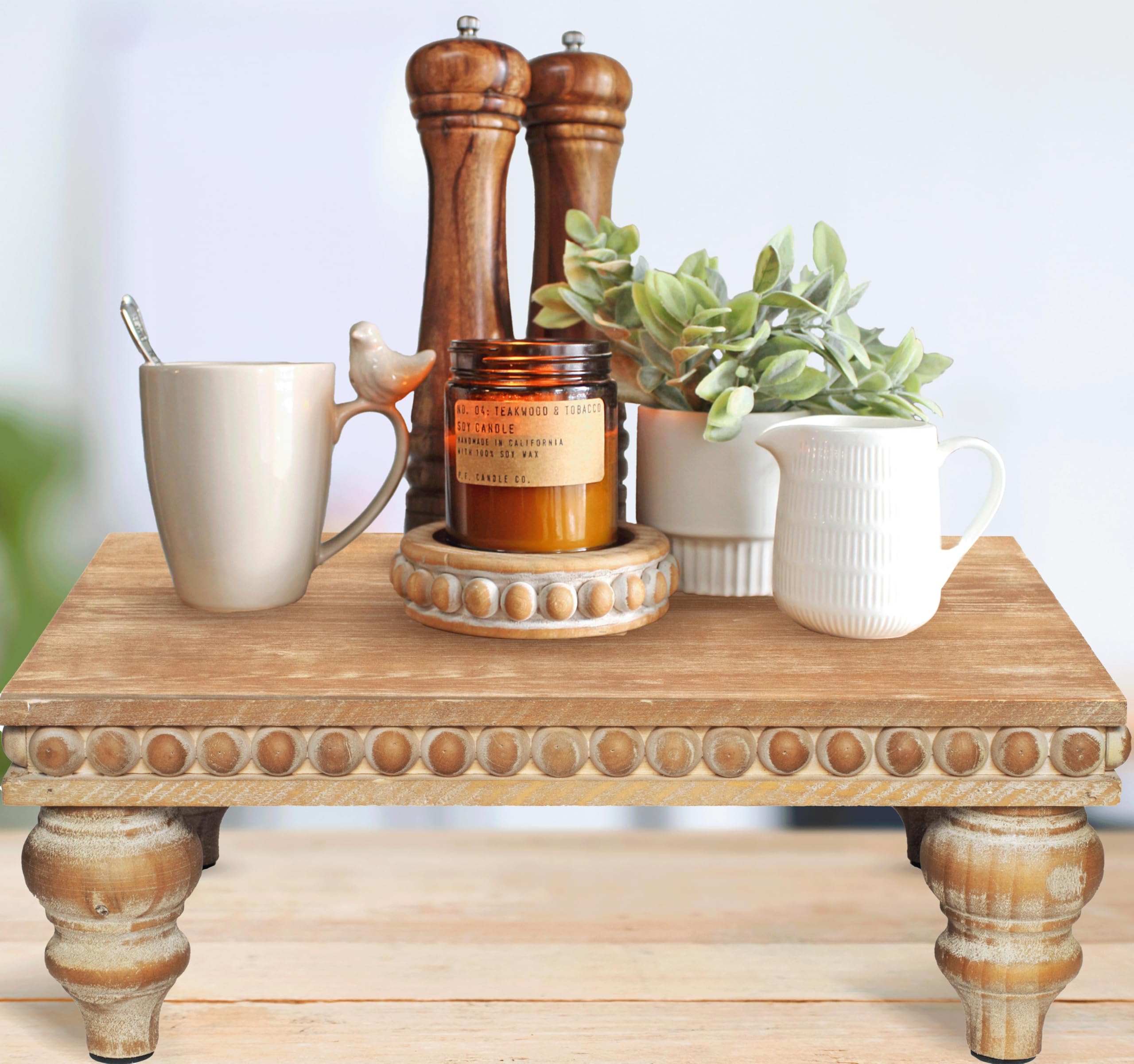 Decorative Tray Stand Display Riser - Wooden Tiered Tray Decor for ...