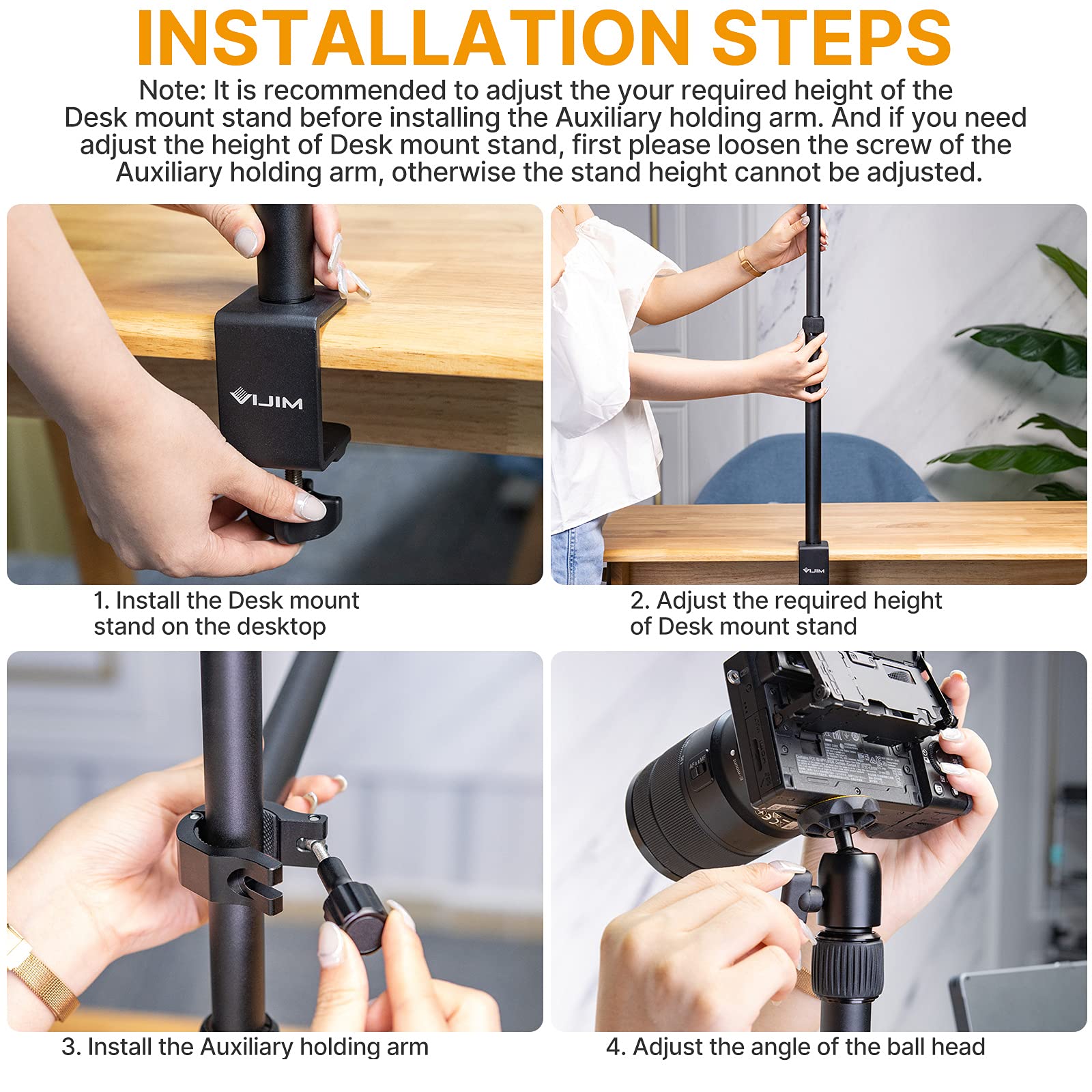 Mua Camera Desk Mount with Auxiliary Holding Arm, Overhead Camera Mount ...