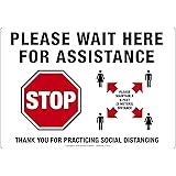 Please Wait Here for Assistance - Notice, with Stop Sign Image, Vinyl ...