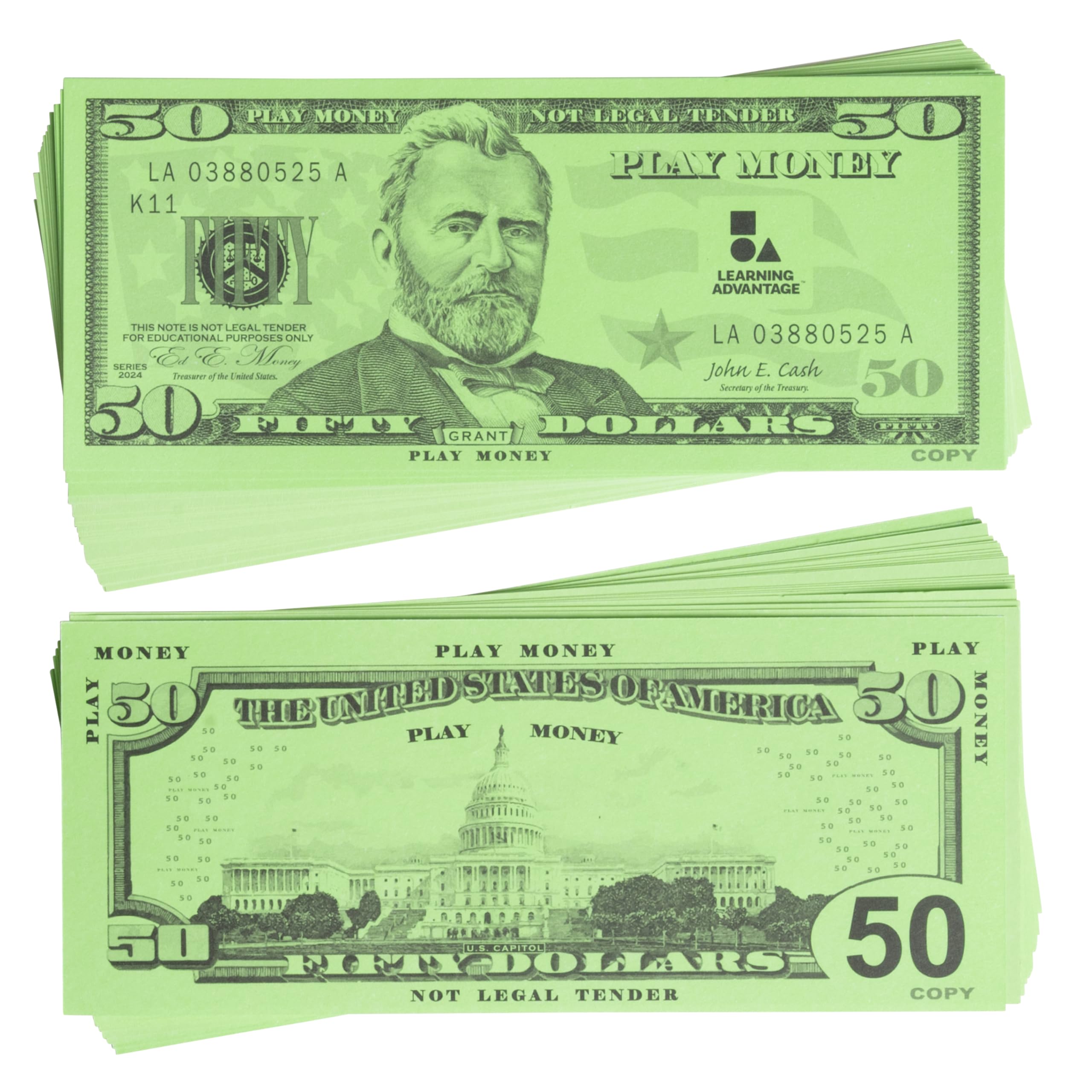 LEARNING ADVANTAGE Fifty Dollar Play Bills - Set of 50 $50 Paper Bills ...