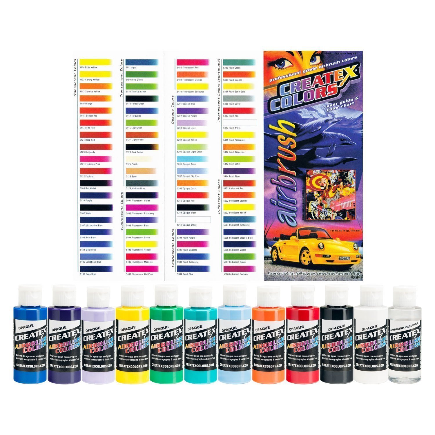 Createx Colors Ready to Use Airbrush Paint Set of All 11 Opaque Colors ...