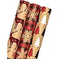 Amazon.com: MAYPLUSS Kraft Christmas Wrapping Paper Roll - Mini Roll - 17 inch X 120 inch Per ...