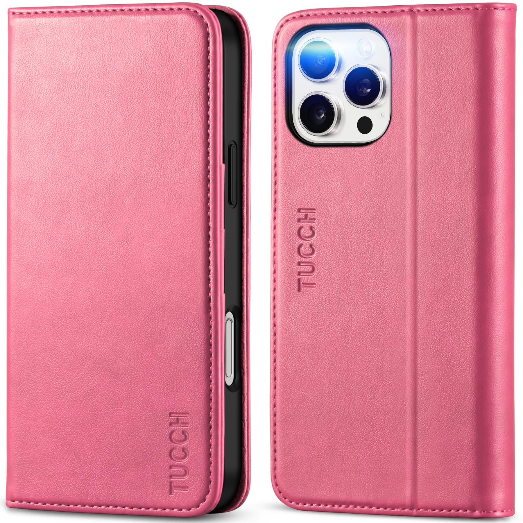 TUCCH Case Wallet for iPhone 16 Pro Max, 3 Card Slots PU Leather Phone Cover, RFID Blocking ...