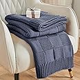 Amazon.com: CozeCube Knit Throw Blanket,Blue Checkered Throw Blanket ...