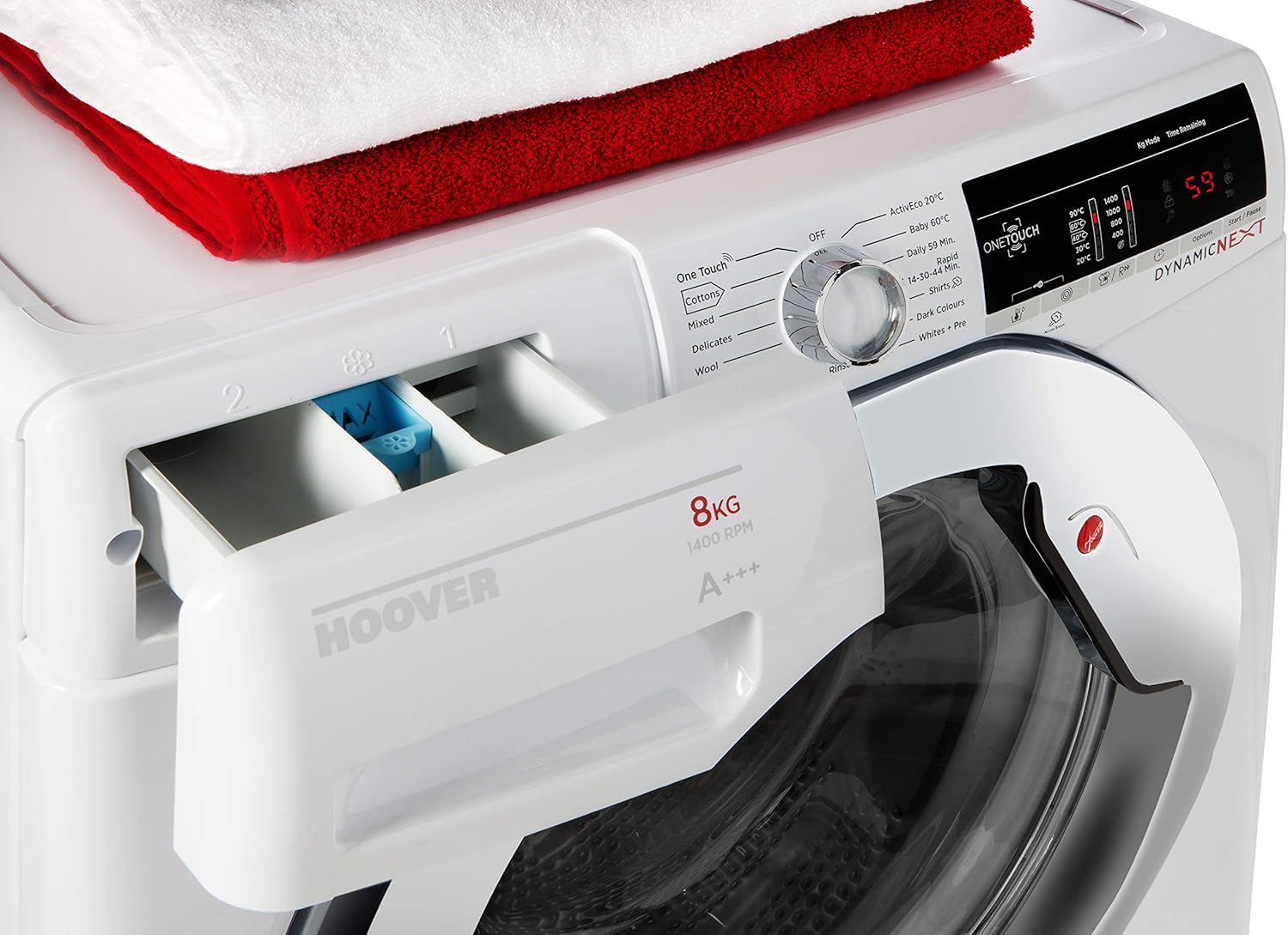 Hoover DXOA 48C3 Freestanding Dynamic Next Washing Machine, NFC ...