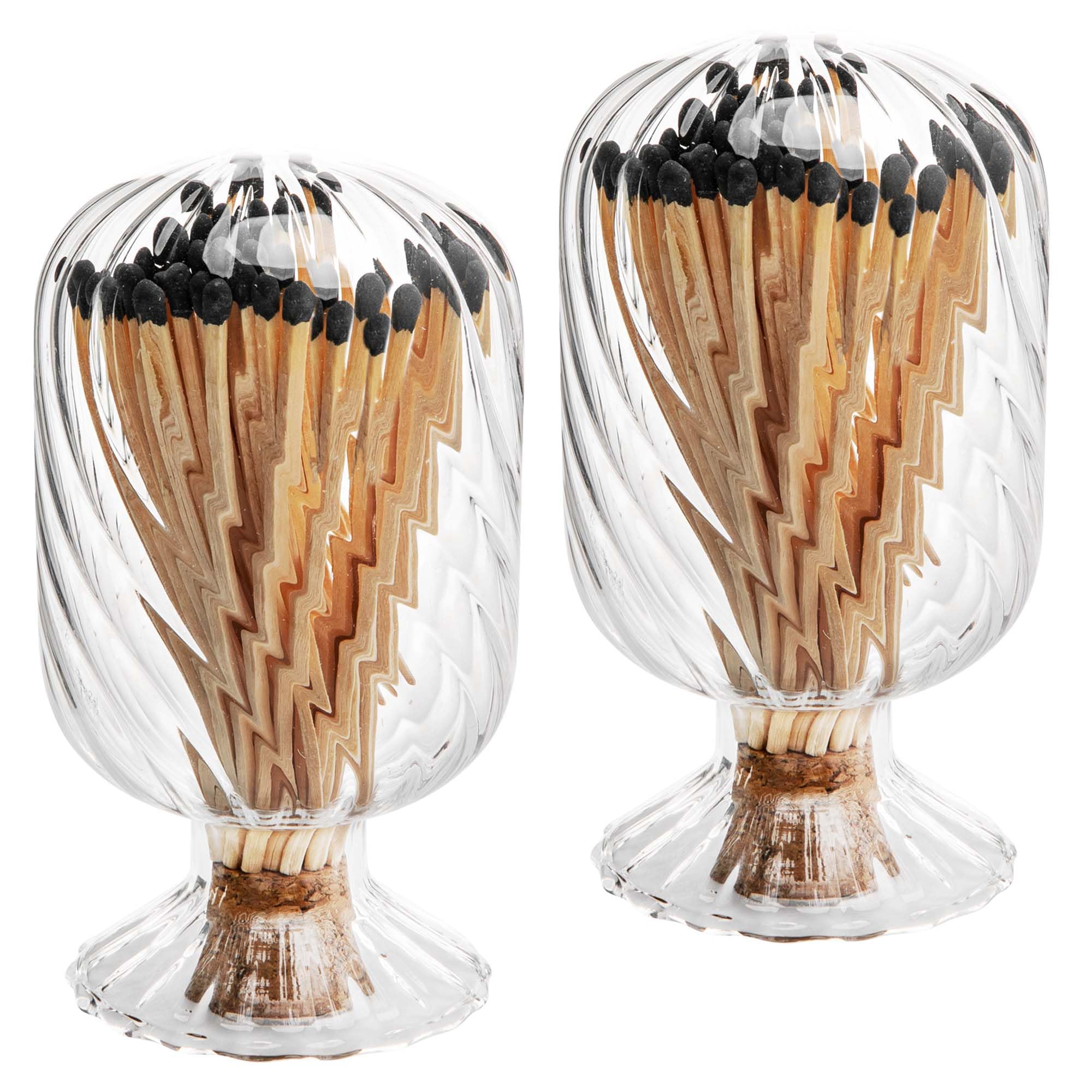 moonoom 2 Set Helix Shaped Match Holder, Glass Matches Cloche for 4 ...