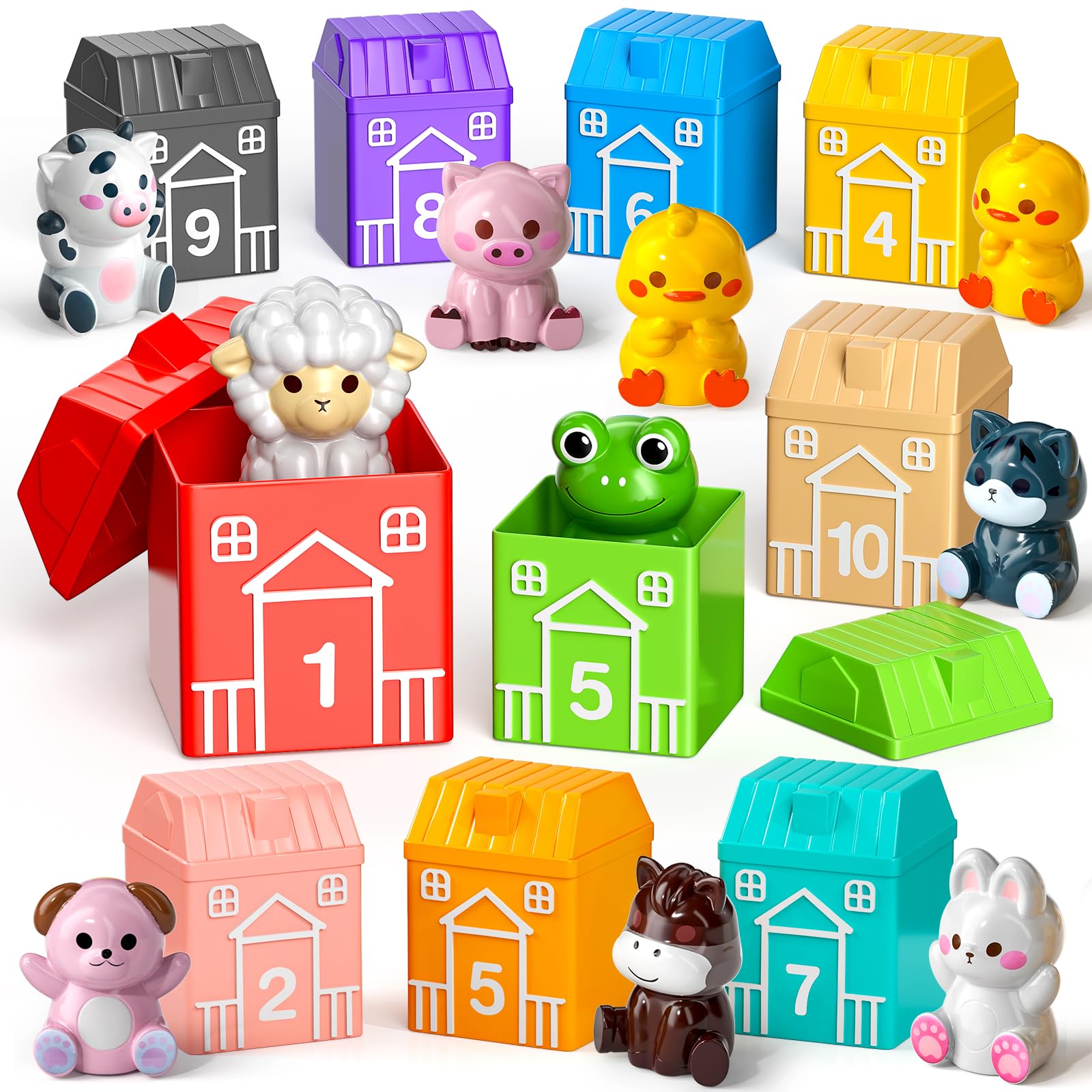 TEMI Learning Toy for Toddlers 1 2 3 Year Old, 20PCS Farm Animals Toys ...