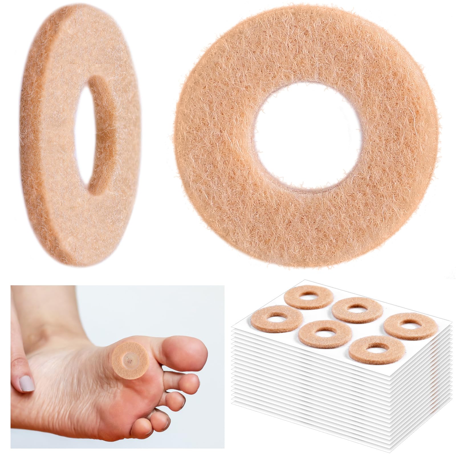 Threlaco 60 Pcs Felt Callus Cushions for Bottom of Foot Round Feet Corn ...