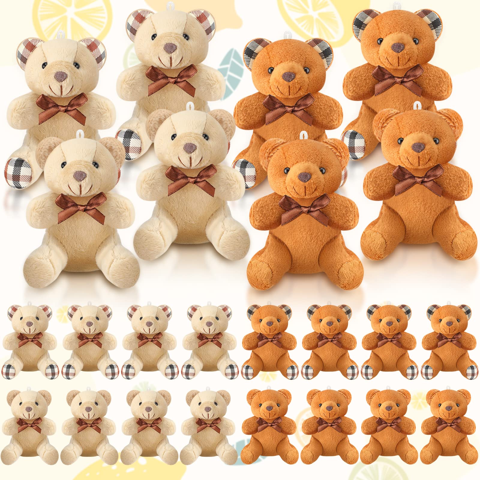 HyDren 24 Pcs Mini Bear Stuffed Animal 4 Inch Bear Bulk Small Bear Mini ...
