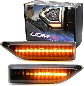 iJDMTOY Smoked Lens Full Amber LED Dynamic Sequential Blink Fender Side ...