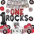 Amazon.com: Rock and Roll 1st Birthday Decorations Black and Red - One ...