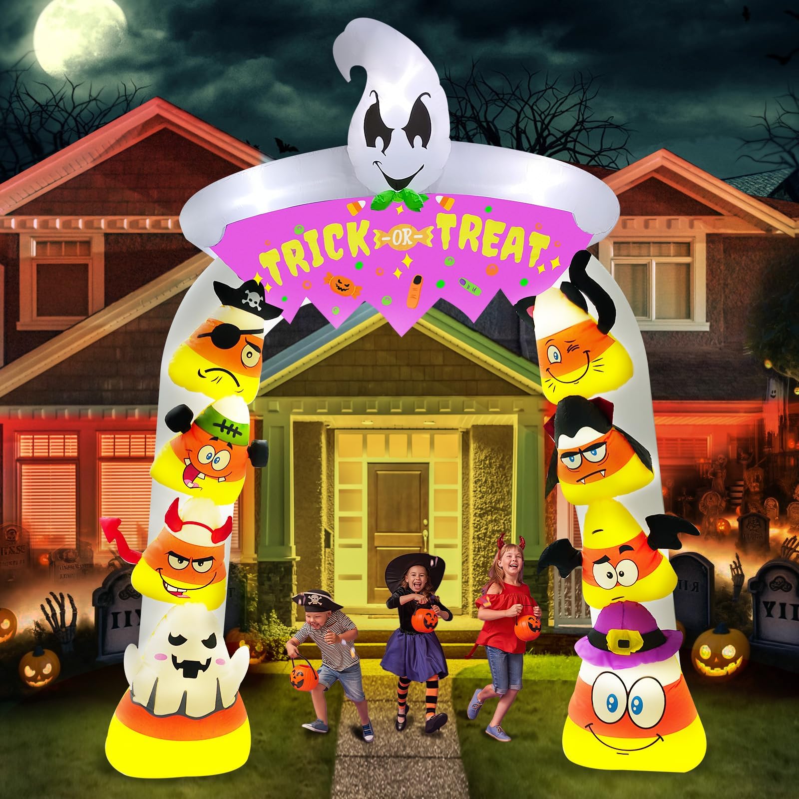 UniqSeason 9FT Halloween Inflatable Arch with Ghost Pirate Vampire ...