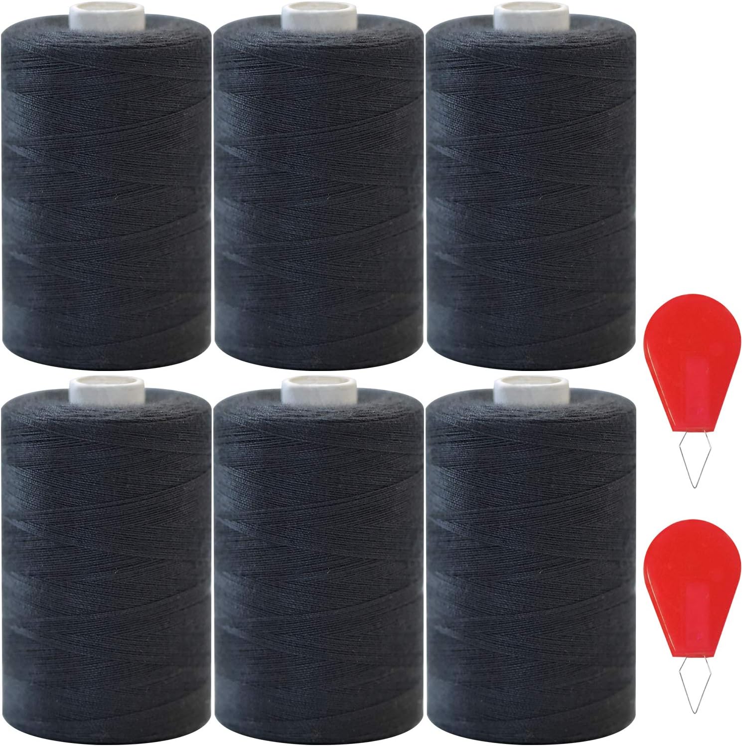 Amazon.com: Black Sewing Thread 100% Spun Polyester Spool Thread，All ...