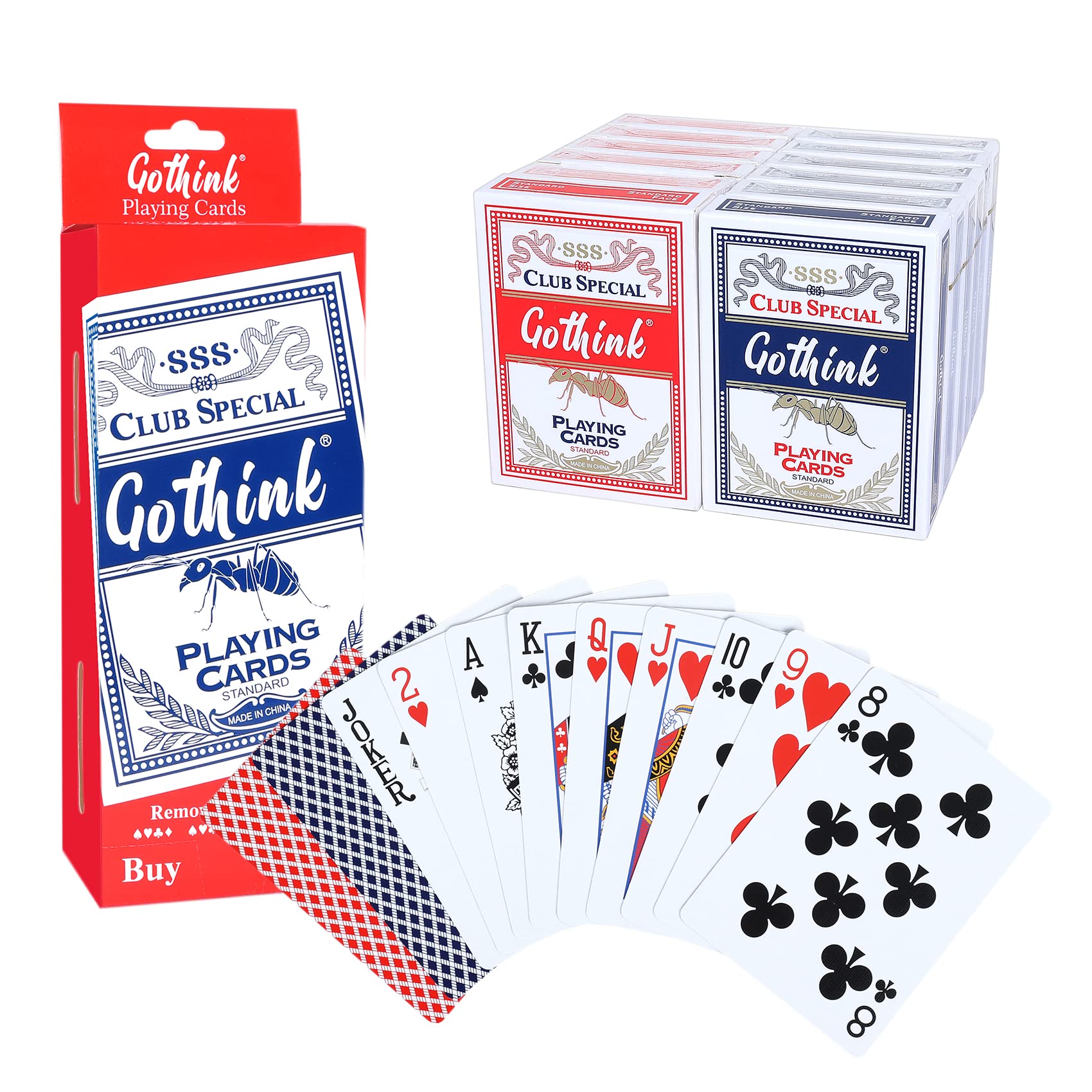 GOTHINK 12 Pack Standard Playing Cards with Plastic Coating,Poker Size ...