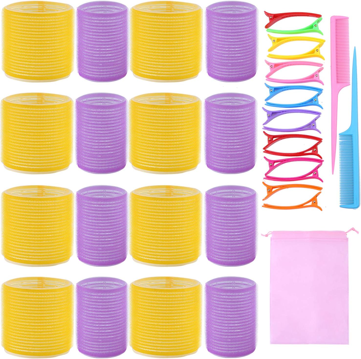 URATOT Jumbo Size Self Grip Hair Rollers Set 24 Rollers, 64mm and 44mm ...