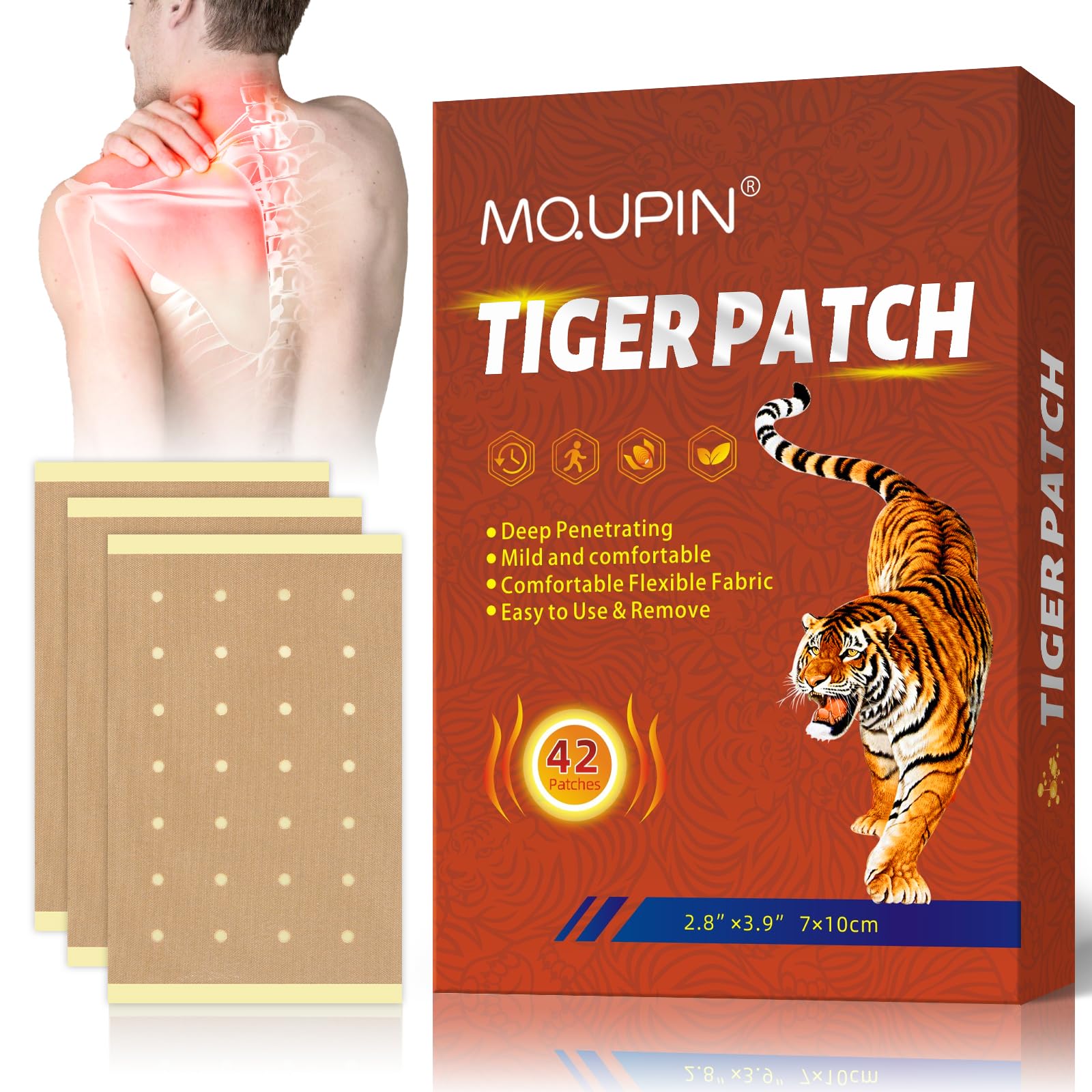 42PCS Tiger Patch, Chinese Tiger Back Heat Patches Ultra Strength for Muscle Joint of Knee ...