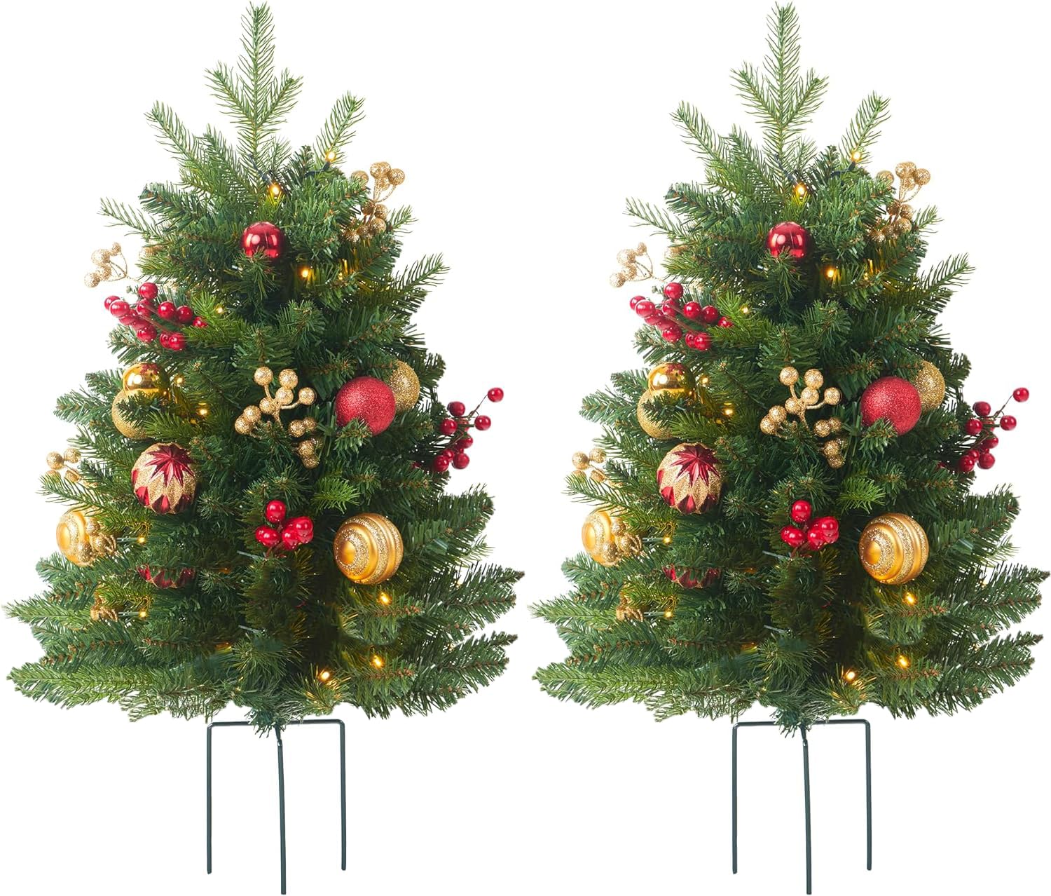HomeKaren 30 inch Prelit Christmas Tree with 120 Branch Tips, Red ...