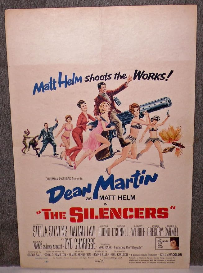 THE SILENCERS original 1966 14x22 window card movie poster DEAN MARTIN ...