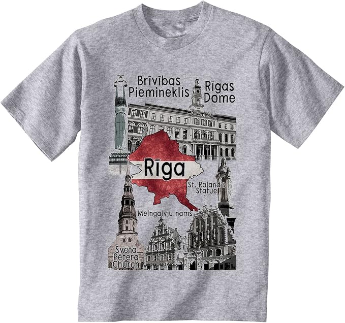 teesquare1st Men's RIGA Latvia Grey T-Shirt : Amazon.co.uk: Clothing