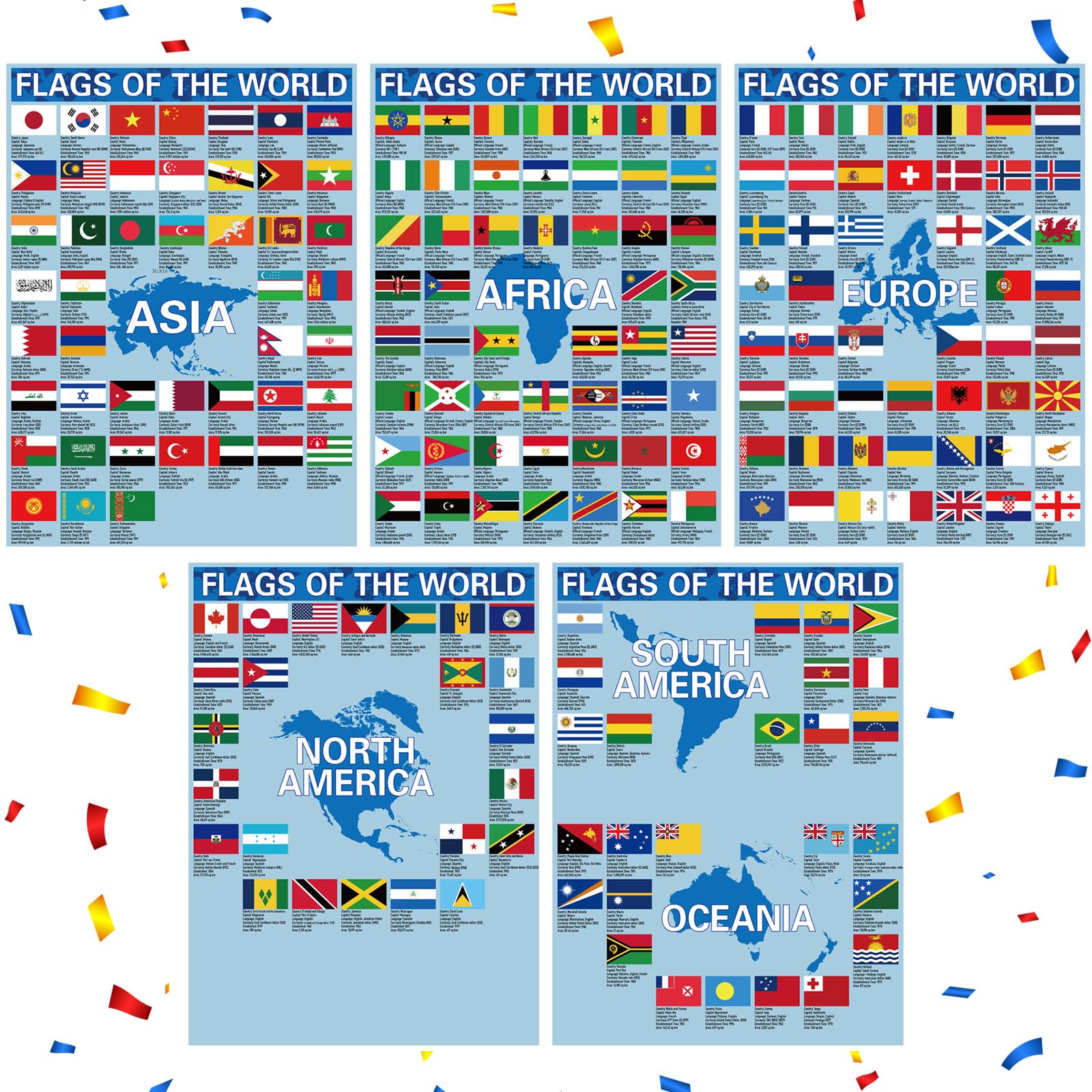Mua Outus 5 Pieces Flags of The World Posters World Flags Classroom ...