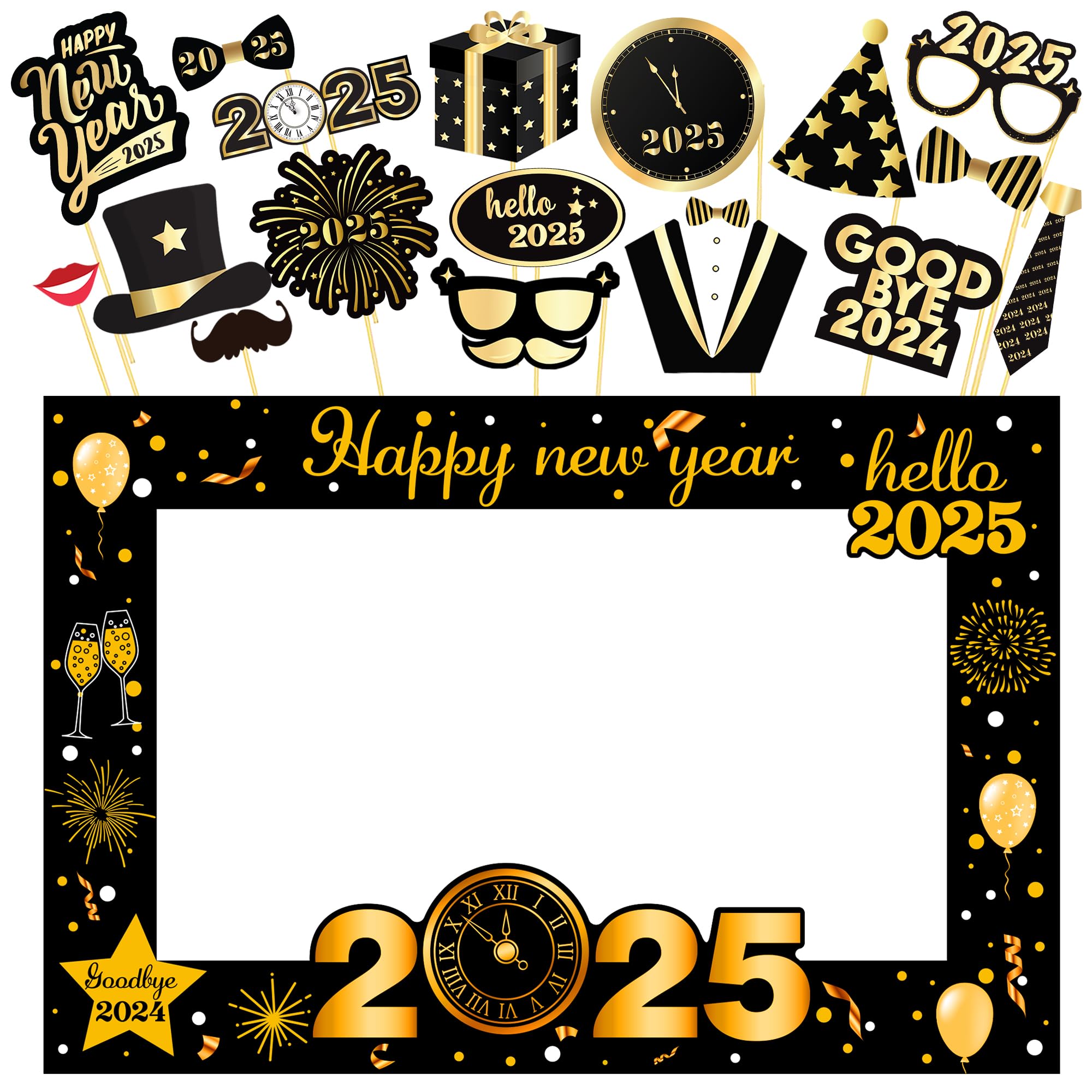 KatchOn, New Years Eve Photo Booth Props 2025 - Pack of 36, New Years ...