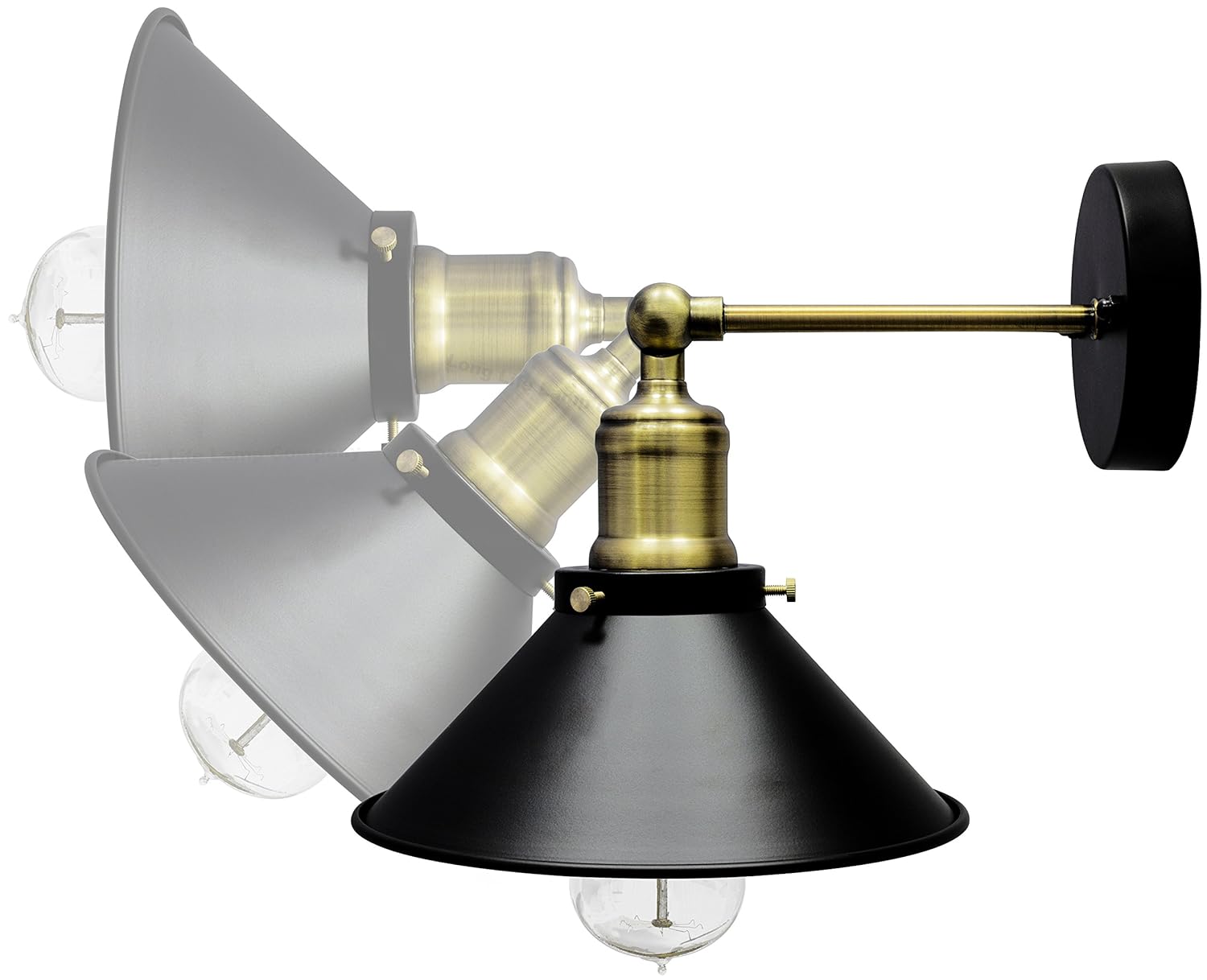 Modern LED Vintage Industrial Antique Brass Black Scone Wall Light Lamp ...