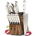 Amazon.com: White Knife Set with Block - 14 Piece Forged Stainless ...