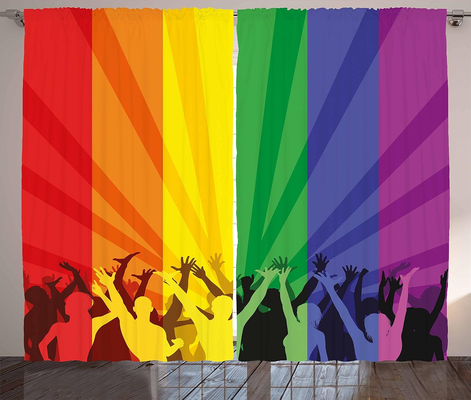 Amazon.com: Ambesonne Pride Decorations Curtains, People Celebrating ...