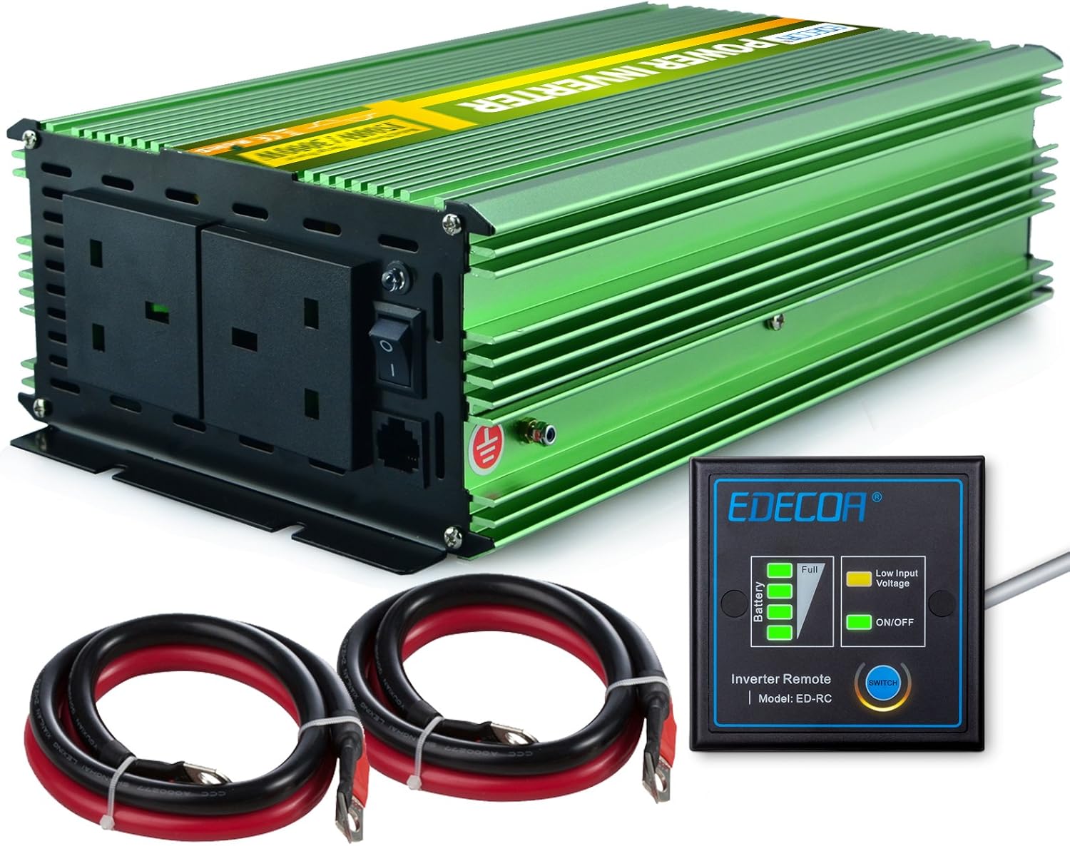 EDECOA Power Inverter 1500W Pure Sine Wave DC 12V to 240V AC with ...