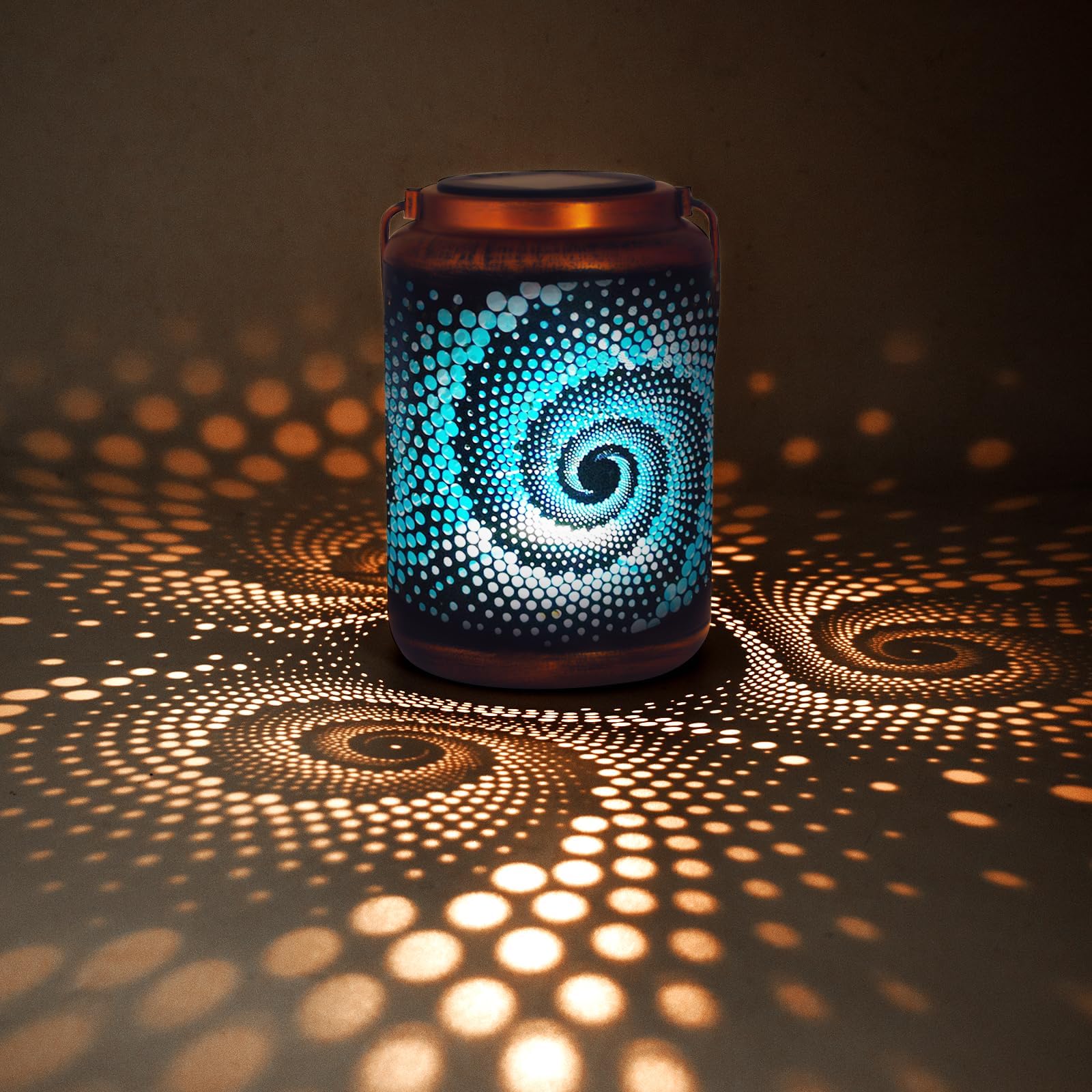 YISITEONE Mosaic Bohemian Outdoor Solar Lanterns, Waterproof Blue Table ...