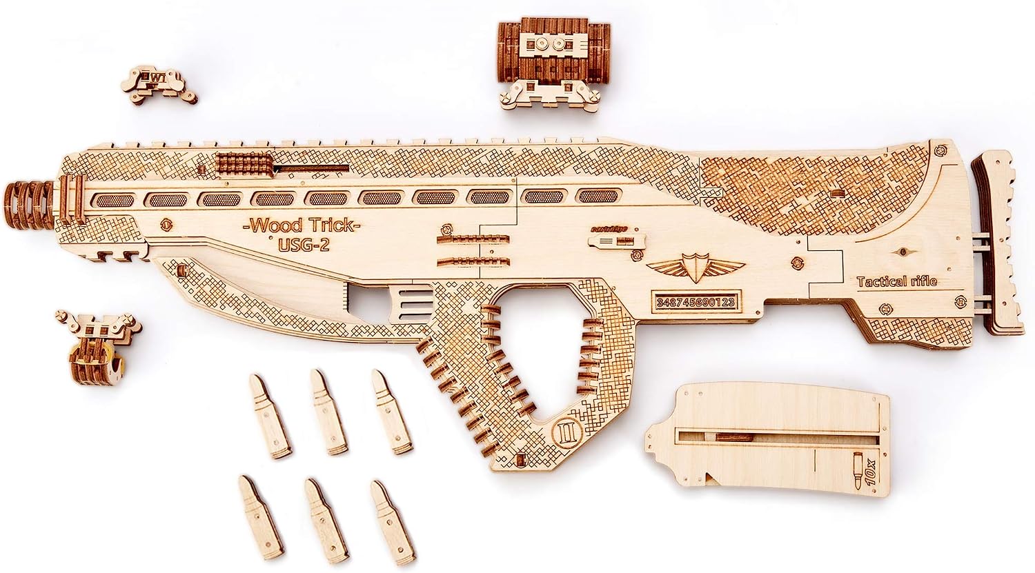 Wood Trick Assault Gun USG-2 Wooden Model Kit for Adults and Teens to ...