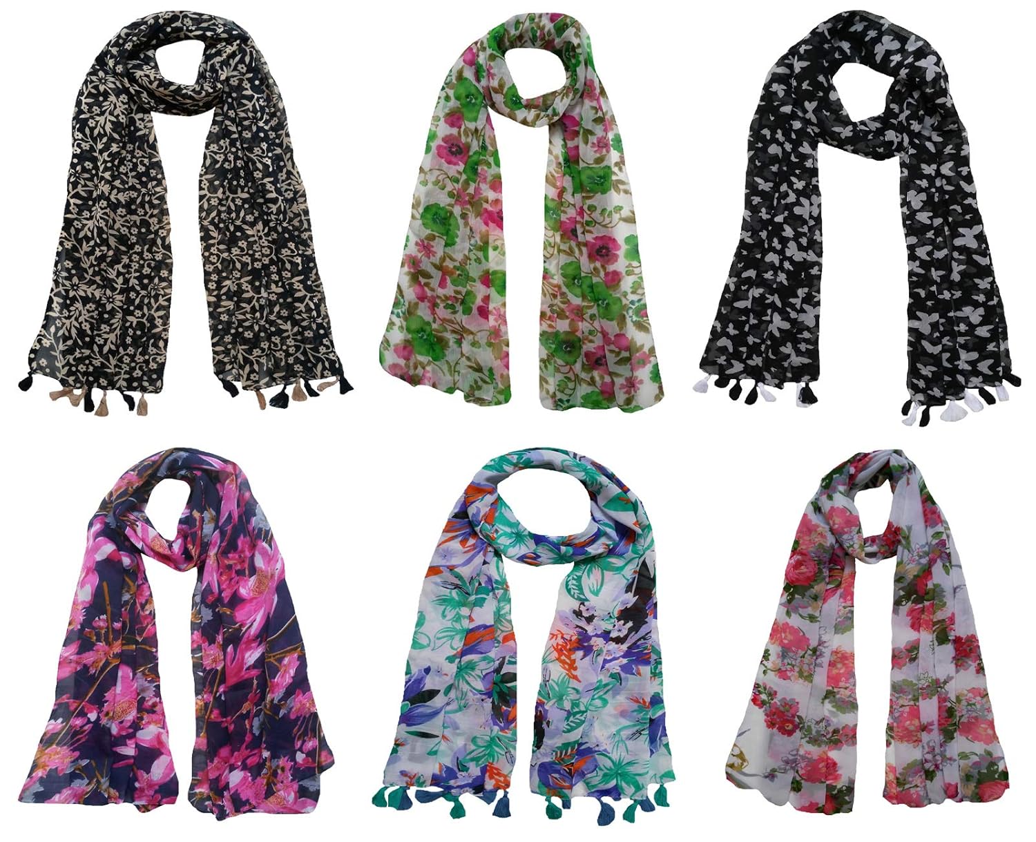 Buy FusFus Printed Designer Set of 6 Mullticoloured stoles ; Trendy ...