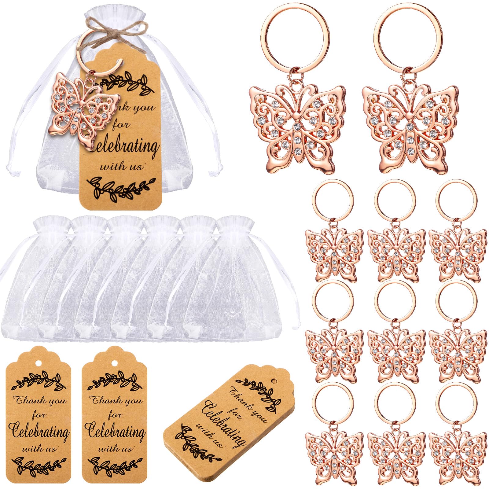 Ecation 20 Set Christmas Butterfly Keychain Party Favors Butterfly ...