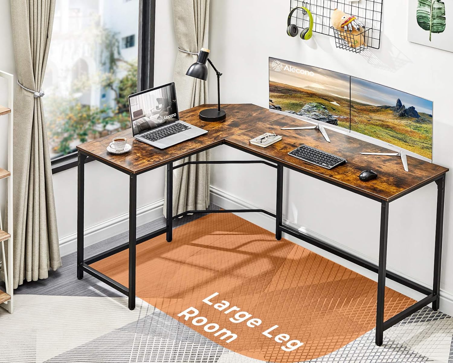 Alecono Large Corner Desk With 156 * 108CM Desktop L Shaped Desk for ...