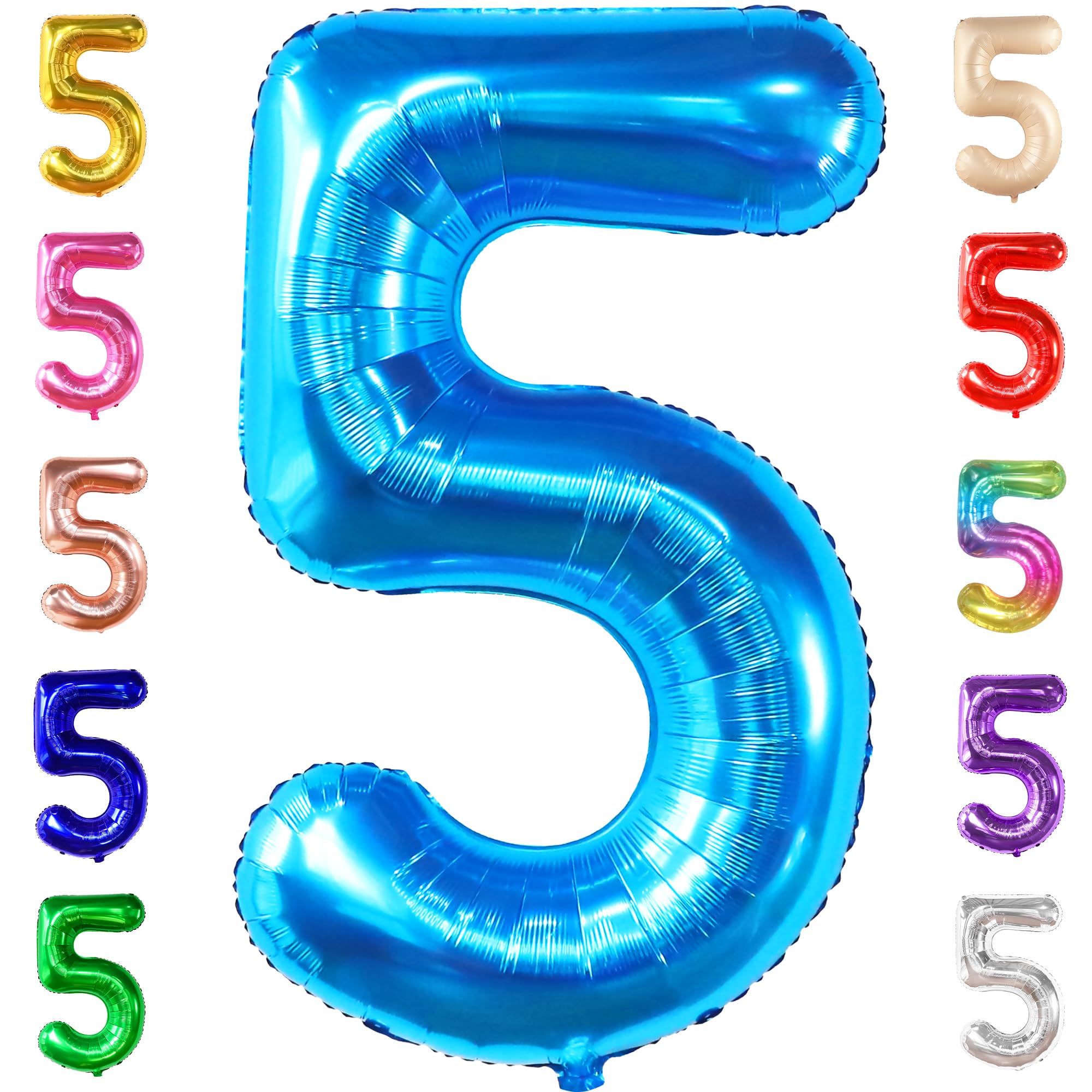 KatchOn, Giant Blue Five Balloon Number - 40 Inch | Number 5 Balloon ...