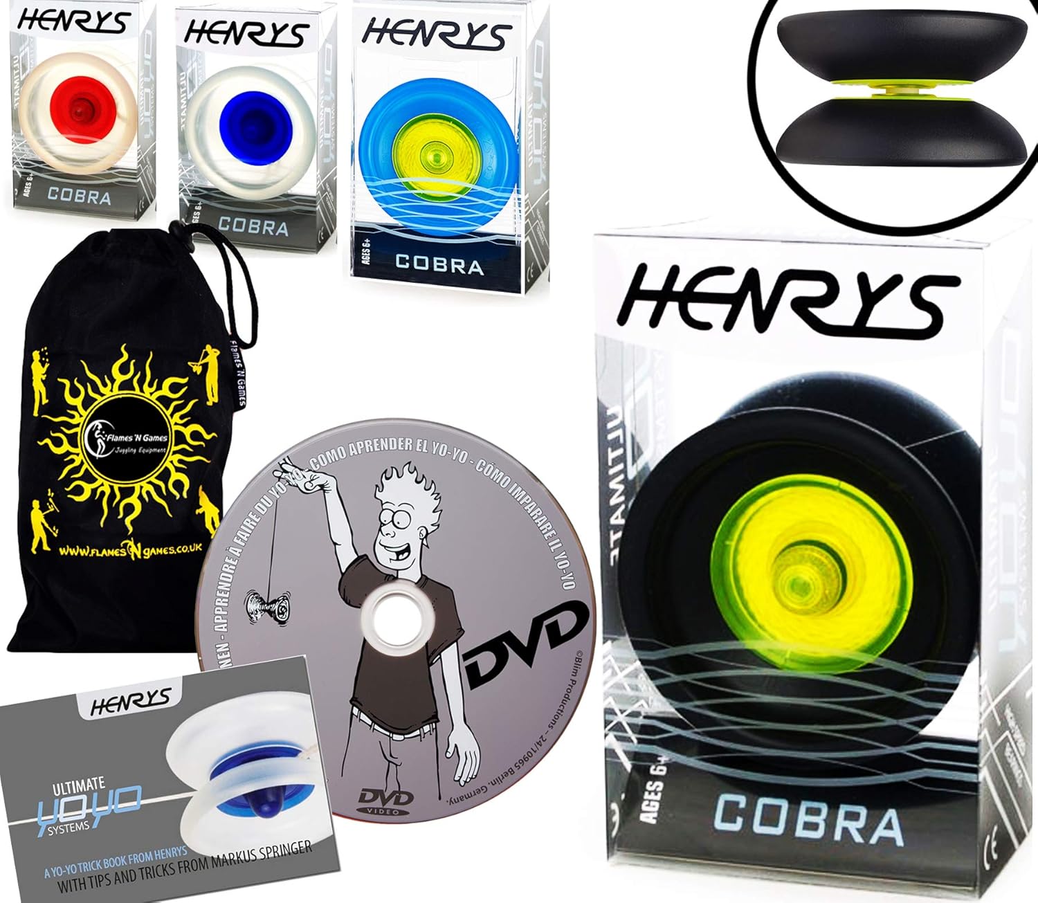 Henrys COBRA YoYos – Professional YoYo Set + LEARN Yo Yo Tricks DVD ...