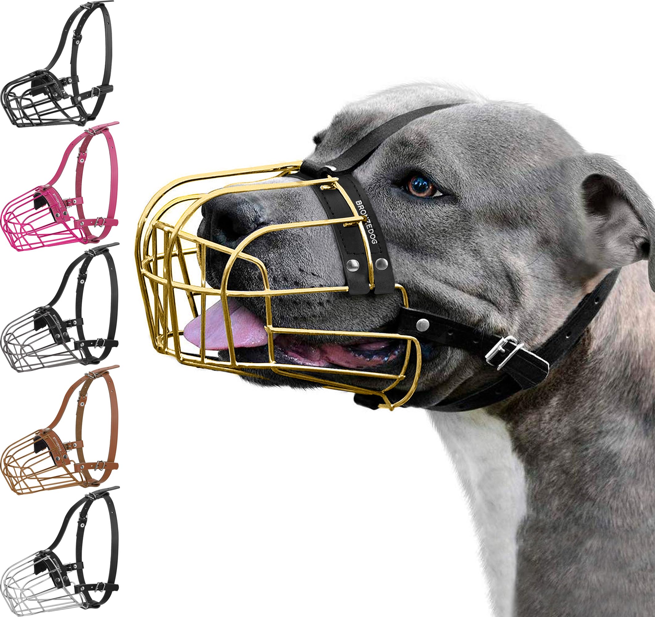 BRONZEDOG Pitbull Dog Muzzle Metal Mask Amstaff Wire Basket Pit Bull ...