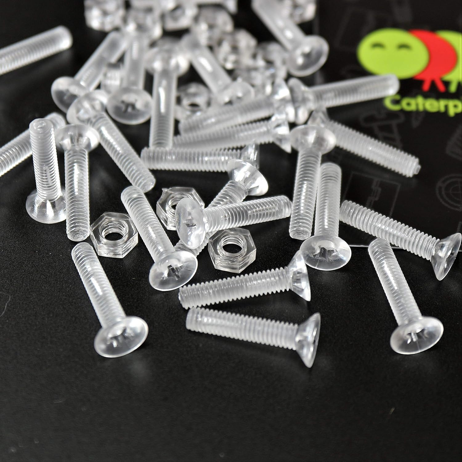 50 x Crosshead Countersunk Screws Nuts and Bolts, Transparent Clear ...