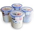 Amazon.com: Overnight Oats Container with Lids (4-Piece set) - 16 oz Plastic Containers with ...