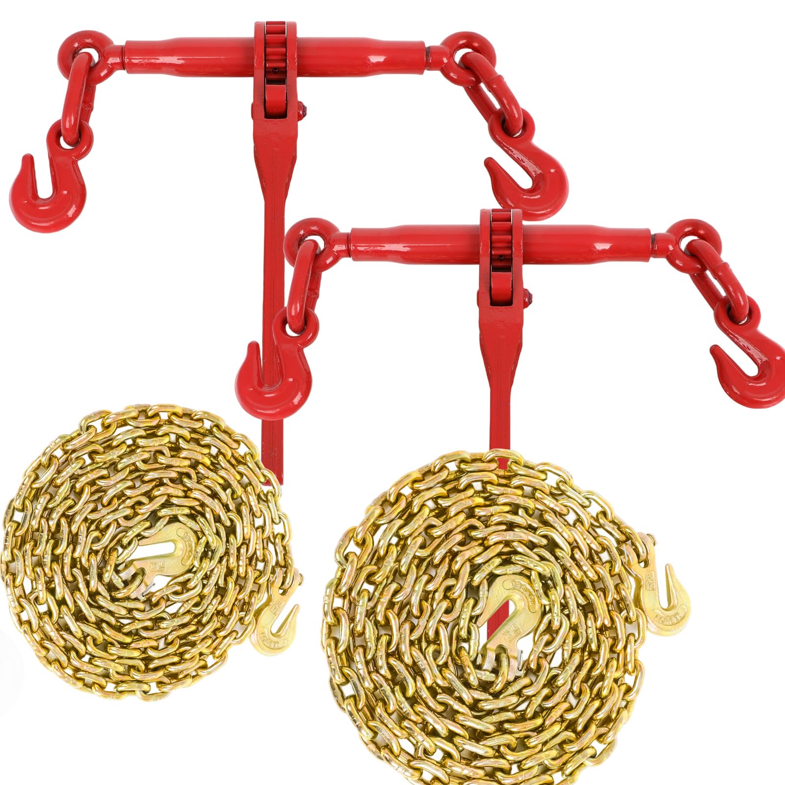 Ratchet Chain Binder 2PCS, 3/8" to 5/16" Heavy Duty Load Binders with ...
