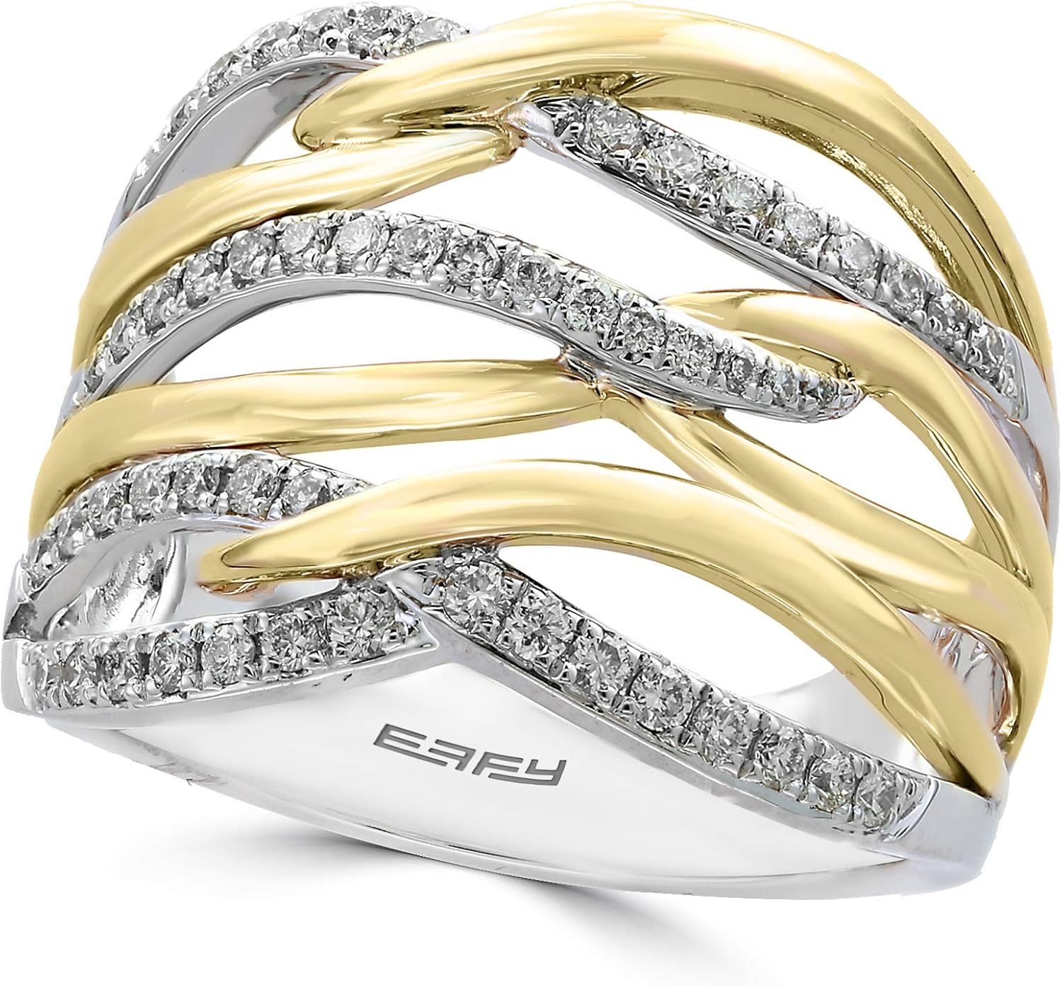 Amazon.com: Effy Two-Tone Diamond Crossover Ring (2/5 ct. t.w.) in 14k ...
