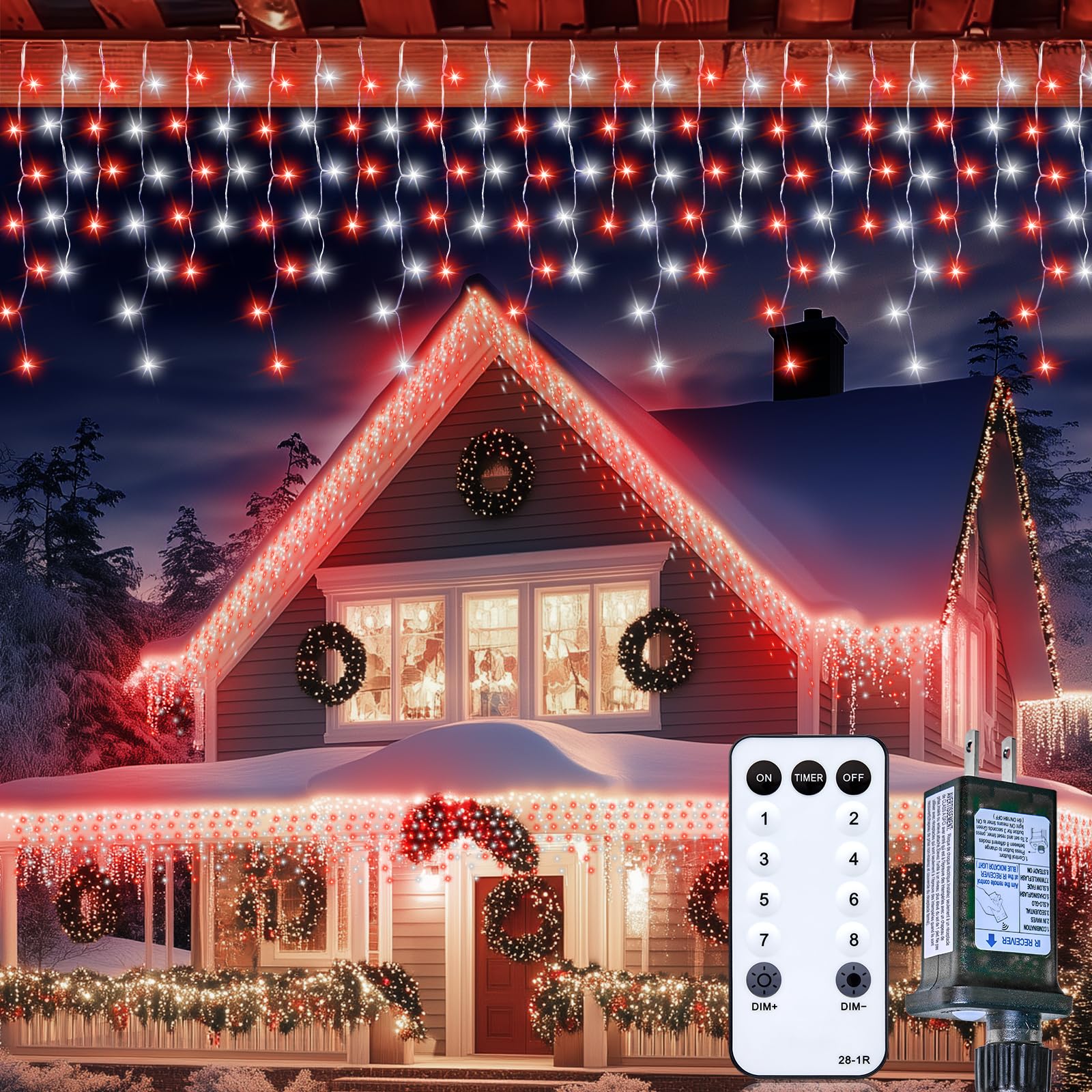Brightown Icicle Lights Outdoor, 40Ft Christmas Lights with 81 Drops ...