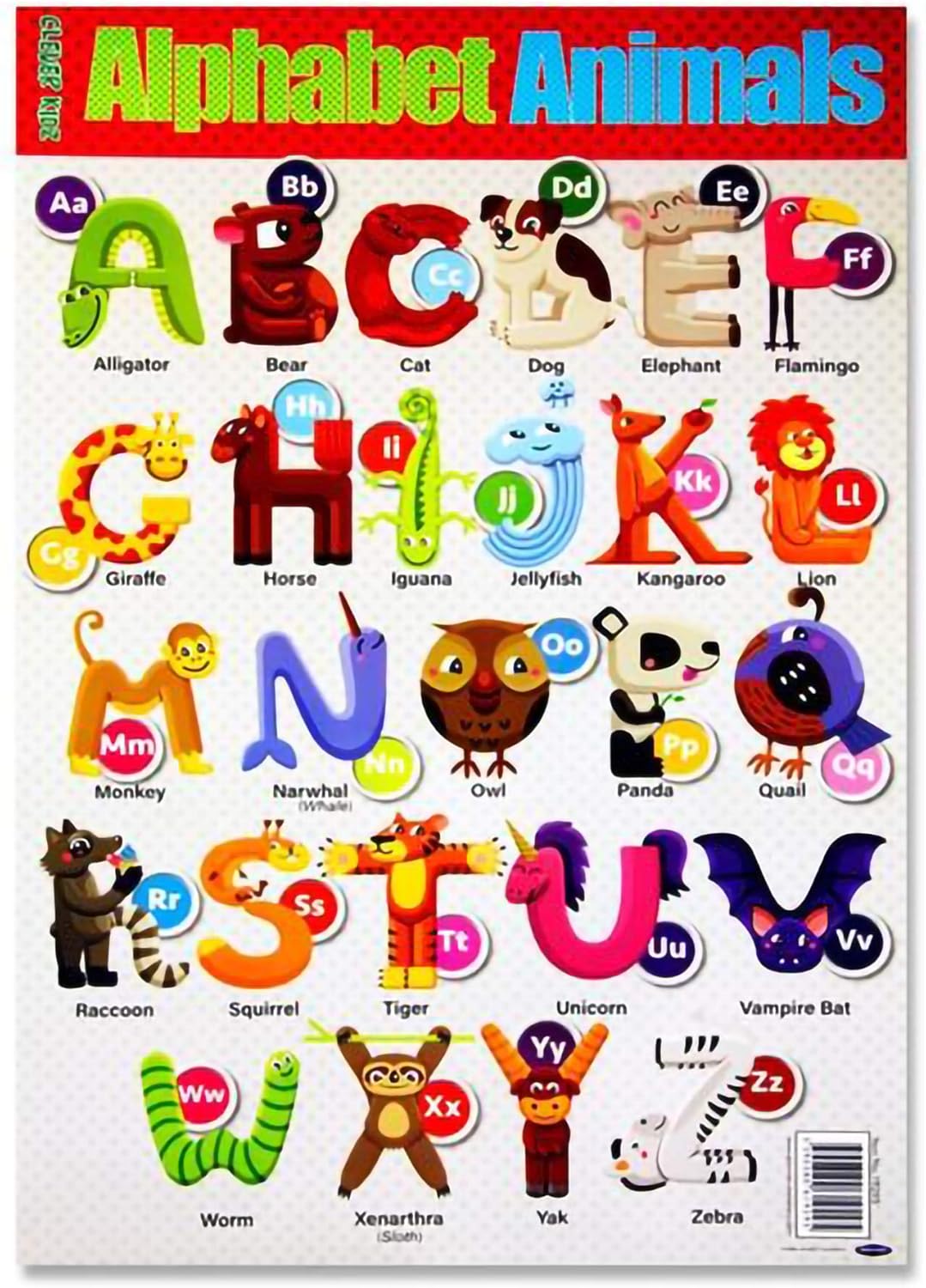 Premier Stationery Clever Kidz Learn the Alphabet - Animals Wall Chart ...