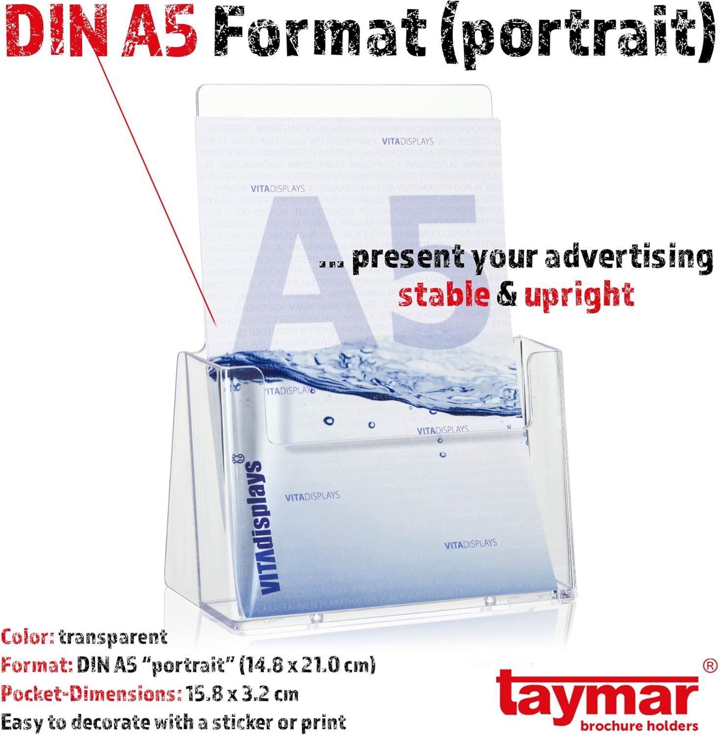 taymar A5 Table Leaflet Holders Clear (Pack of 80) - BigaMart